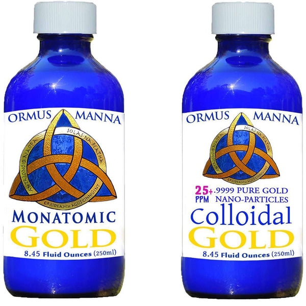 8 oz Monatomic Gold Ormus Supplement + 8 oz Organic Colloidal Gold 24k ...